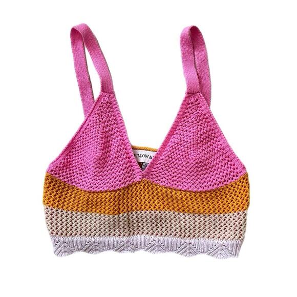 Willow & Wind | Tops | Y2k Crochet Crop Top Multicolor Size Xs Babydoll ...